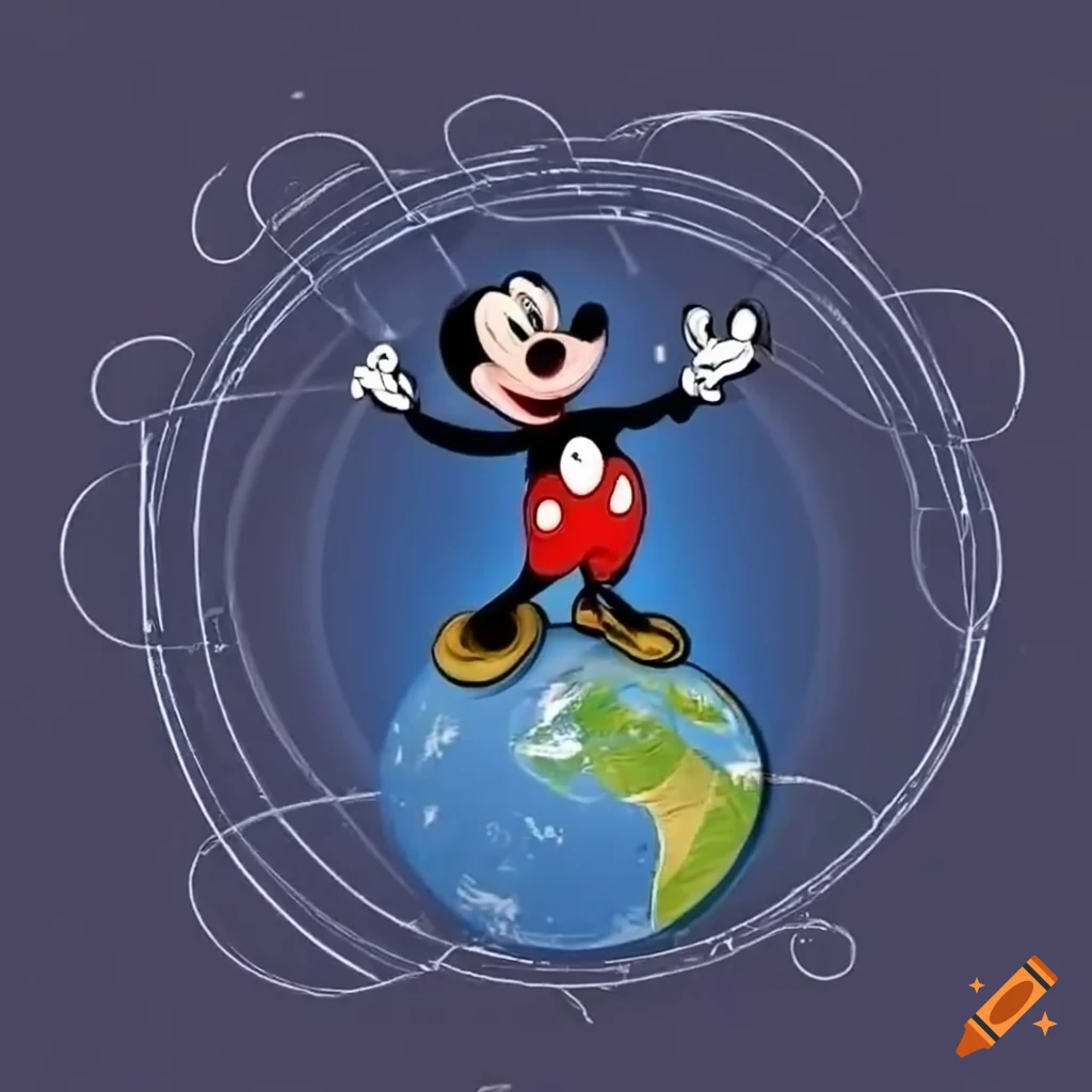 Mickey mouse standing on the earth in space on Craiyon