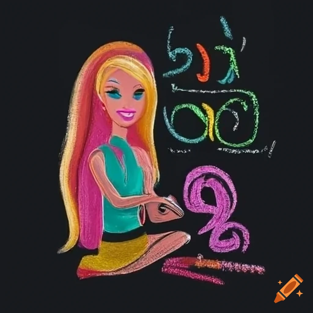 Barbie and oppenheimer writing math on chalkboard with colorful chalk ...