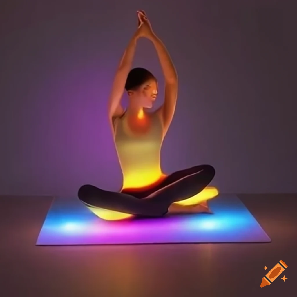 Glowing wireless light-up yoga mat on Craiyon