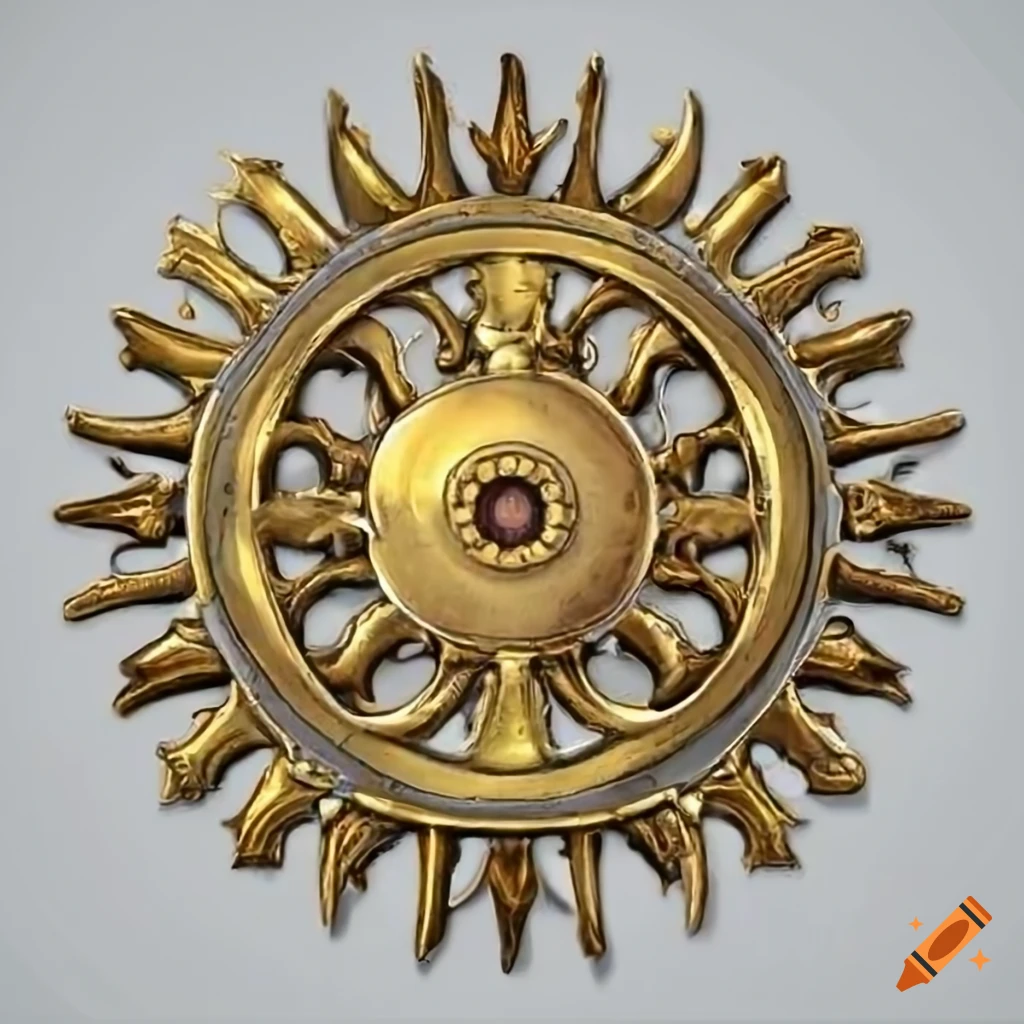 Medieval brass sun design on white background on Craiyon