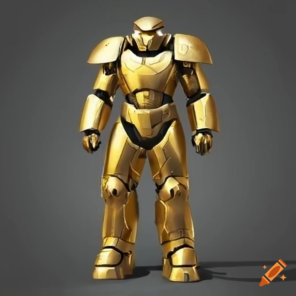 Full body golden power armor on Craiyon