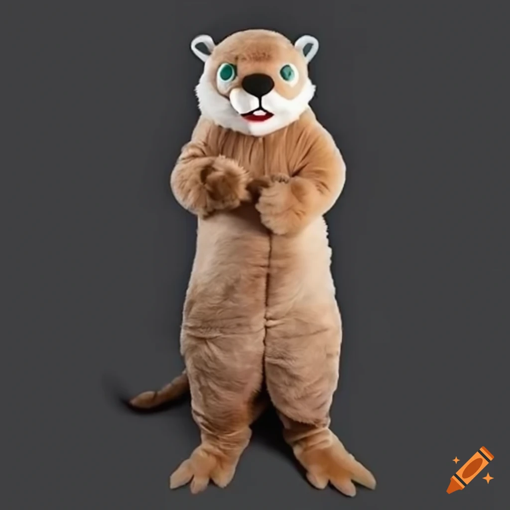 Father wearing a stunning otter mascot costume fursuit on Craiyon