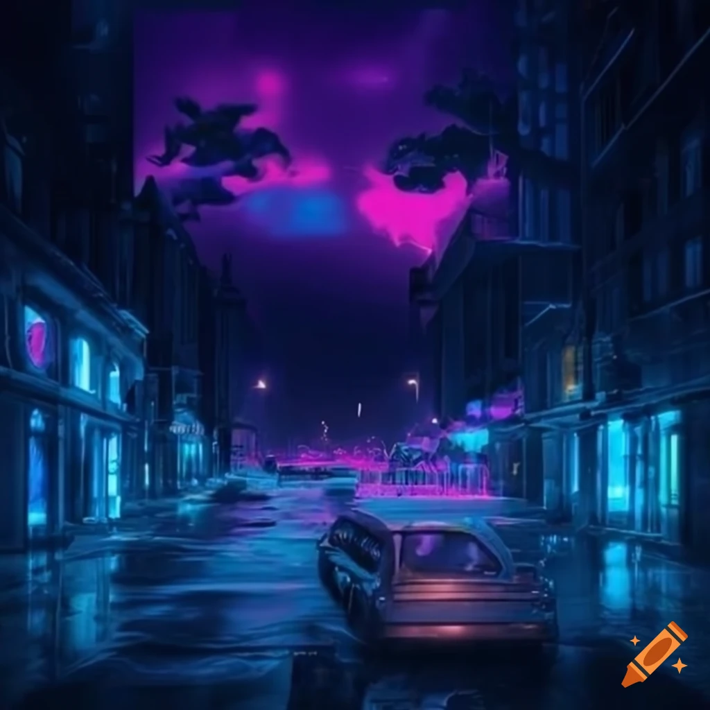 Epic neon scene on Craiyon