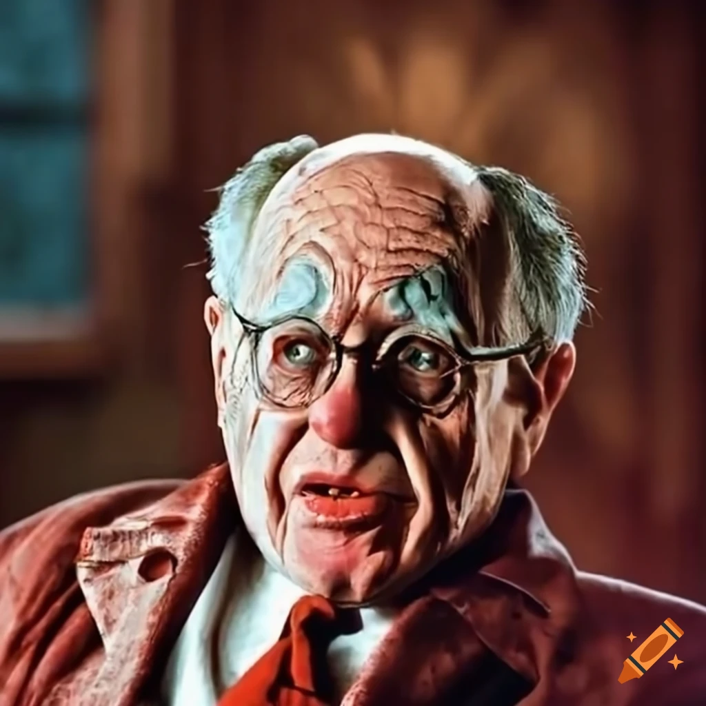 Alan dershowitz clown disguise in a stephen king movie on Craiyon