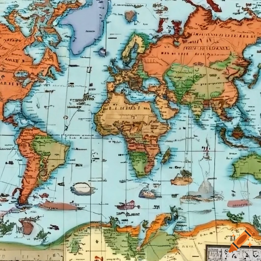 Detailed and accurate world map on Craiyon