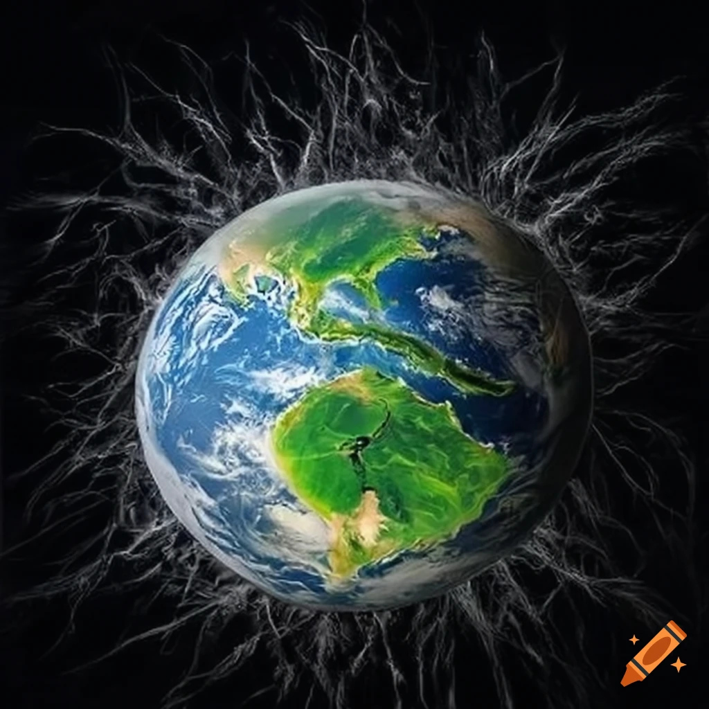 Illustration of a desolate future earth affected by climate change on ...