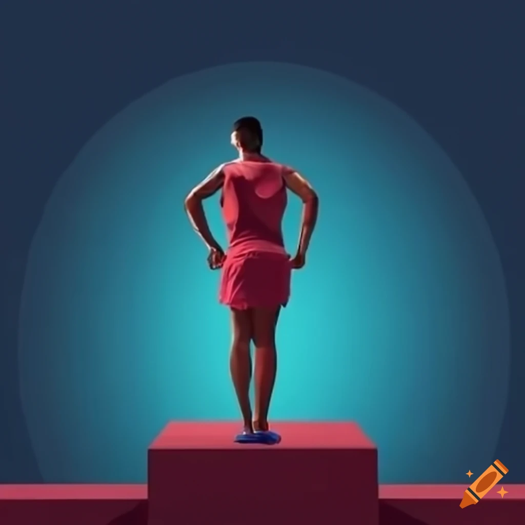 Athlete on podium facing the crowd on Craiyon