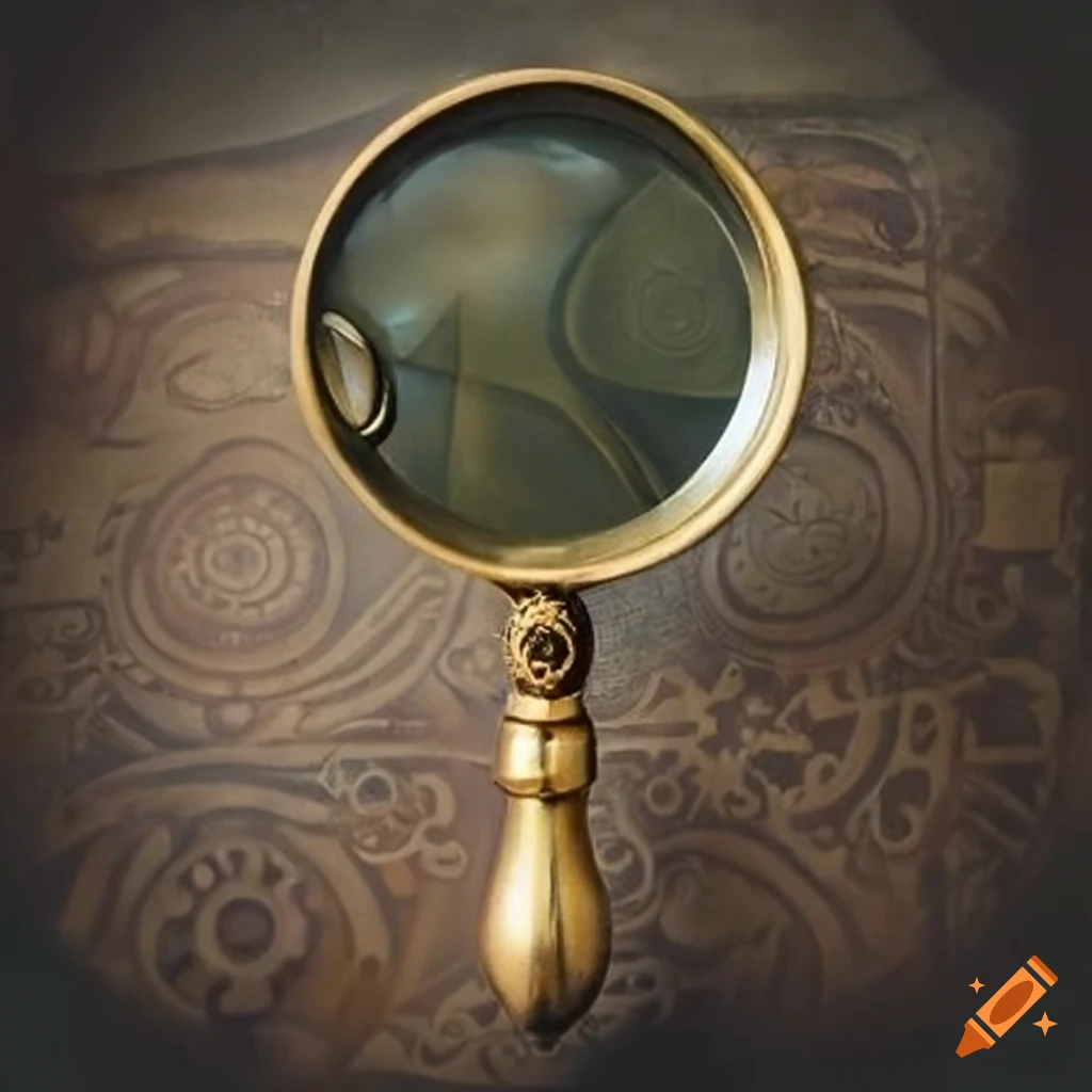 Ornate brass hand magnifying glass with steampunk decoration on Craiyon