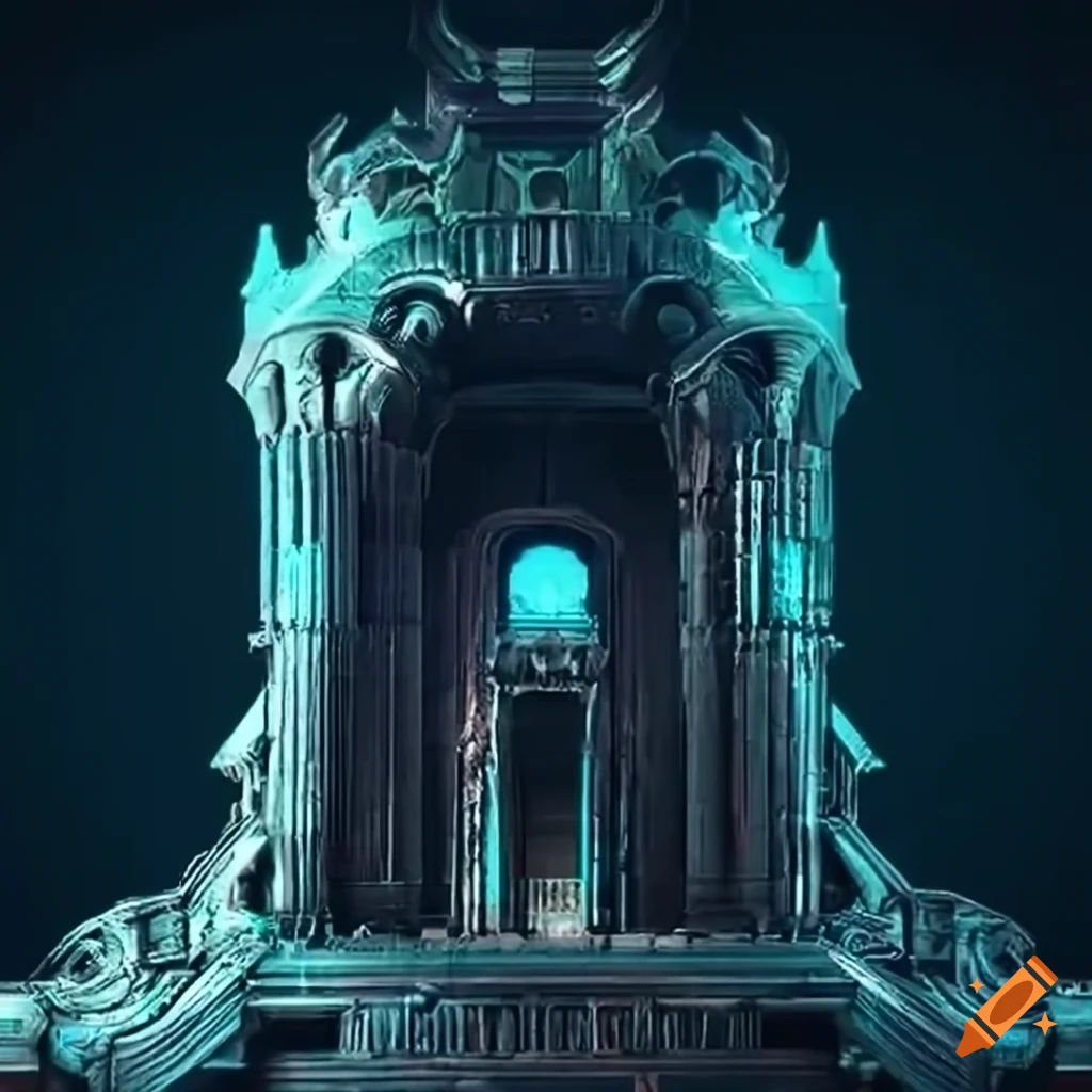 8k retrofuturistic biomechanical cybernetic greek temple on top of a ...