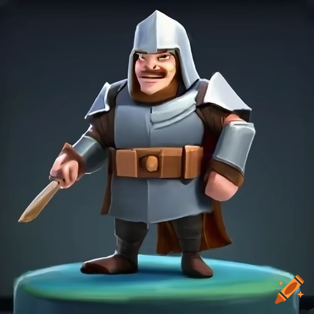 Gondor soldier in Clash Royale style wearing pointy helmet and silver ...