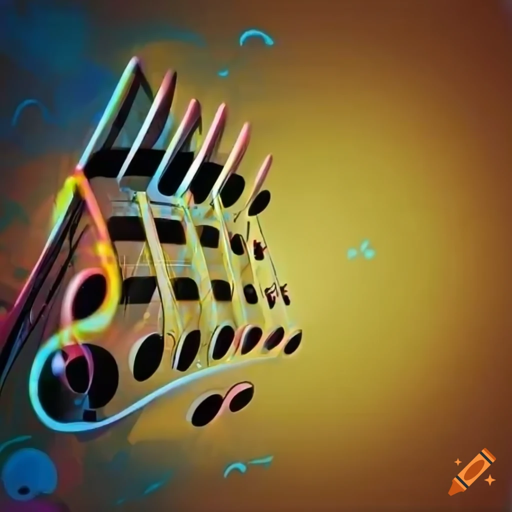 Bright yellow background with energetic music notes pattern on Craiyon