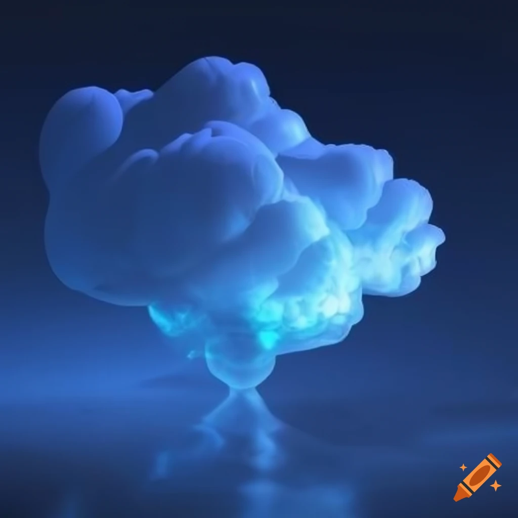 Blue translucent gas cloud in a sci-fi setting on Craiyon