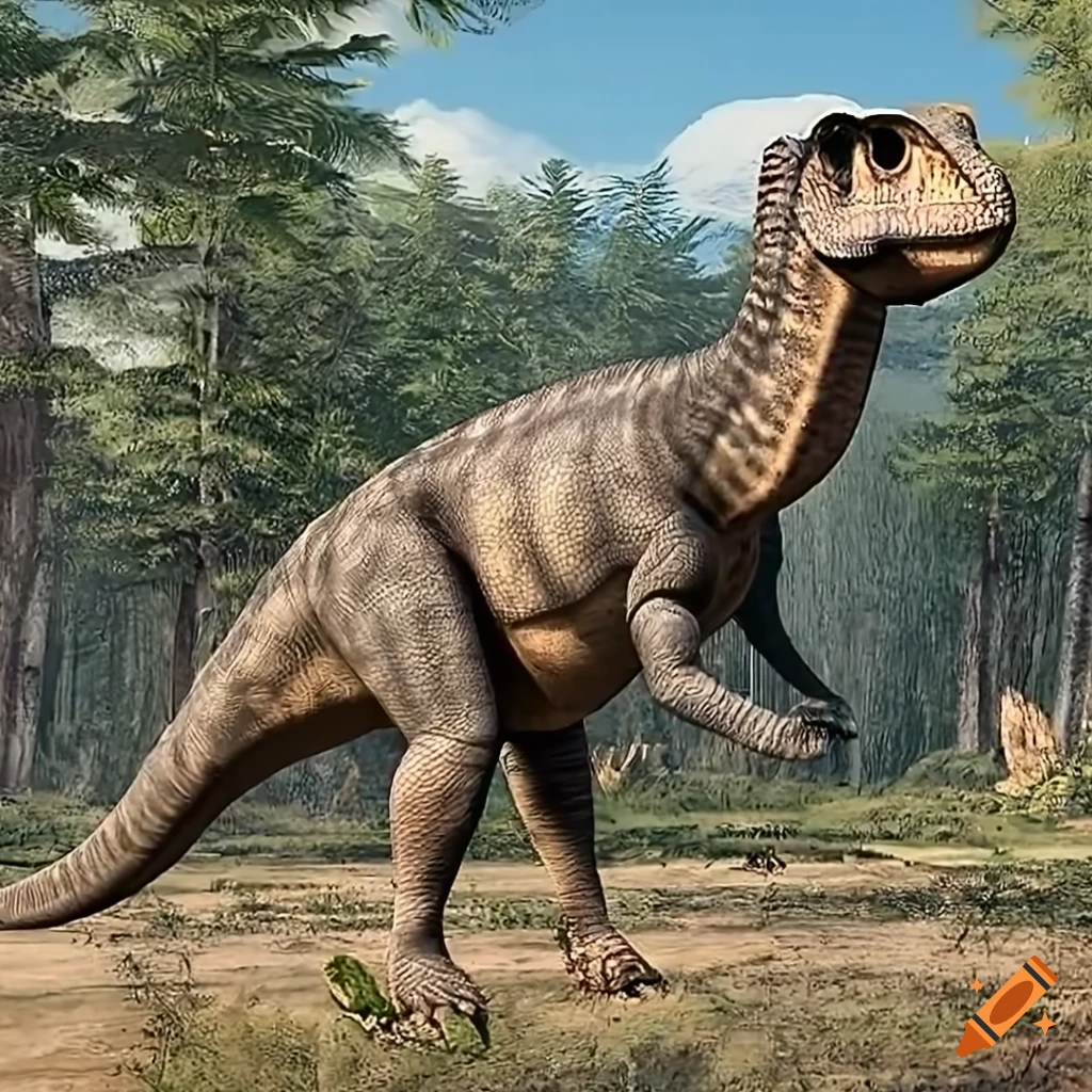 Colorful Hadrosaurus dinosaur with intricate patterning and detailed ...