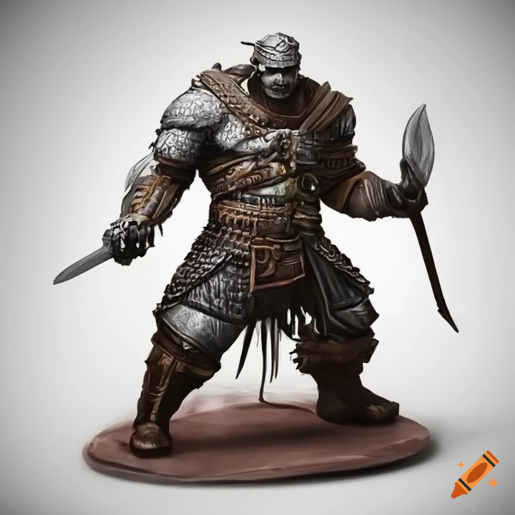 Goliath wielding a sword in a feudal samurai inspired artwork on Craiyon