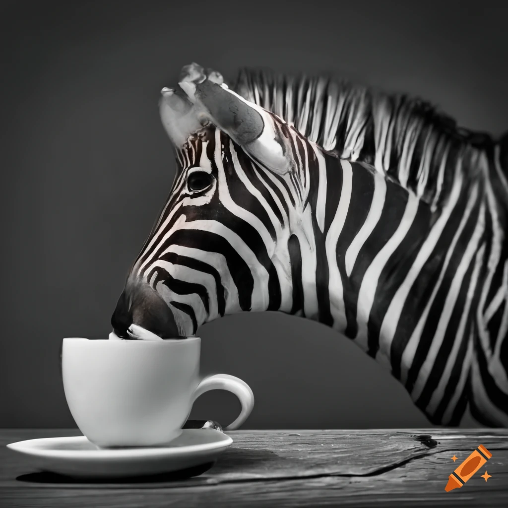 Zebra enjoying coffee and a cigar on Craiyon