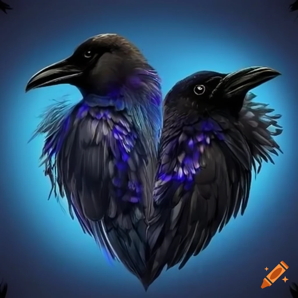 Two ravens forming a heart shape on Craiyon