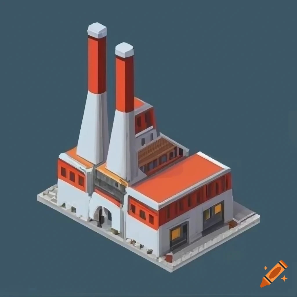 Isometric view of a power station building in an rts game on Craiyon