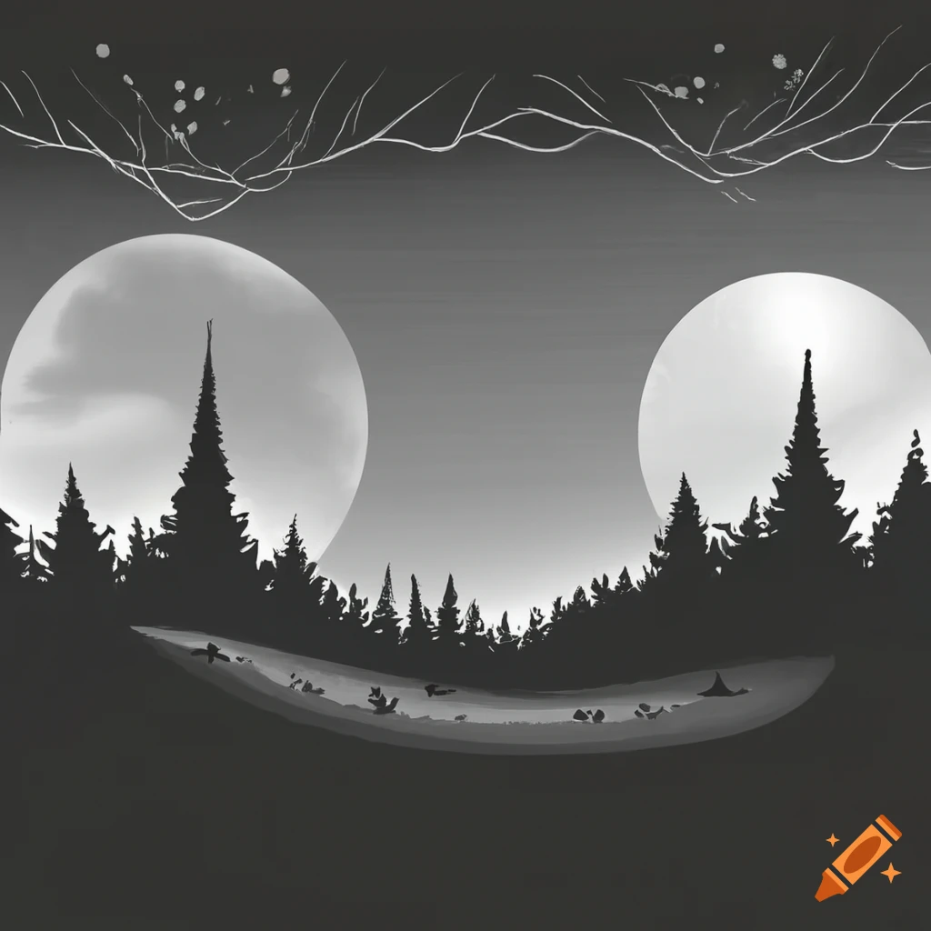 Exquisite minimalist forest landscape representing balance and peace on ...