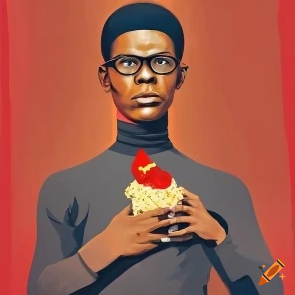 Man in brown turtleneck and gray dress with glasses eating chicken in ...