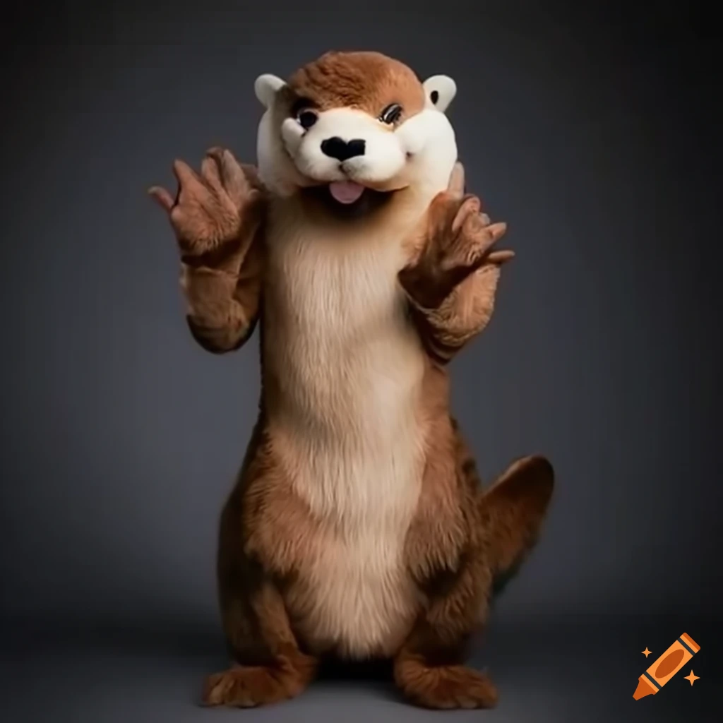 Father wearing a stunning otter mascot costume fursuit on Craiyon