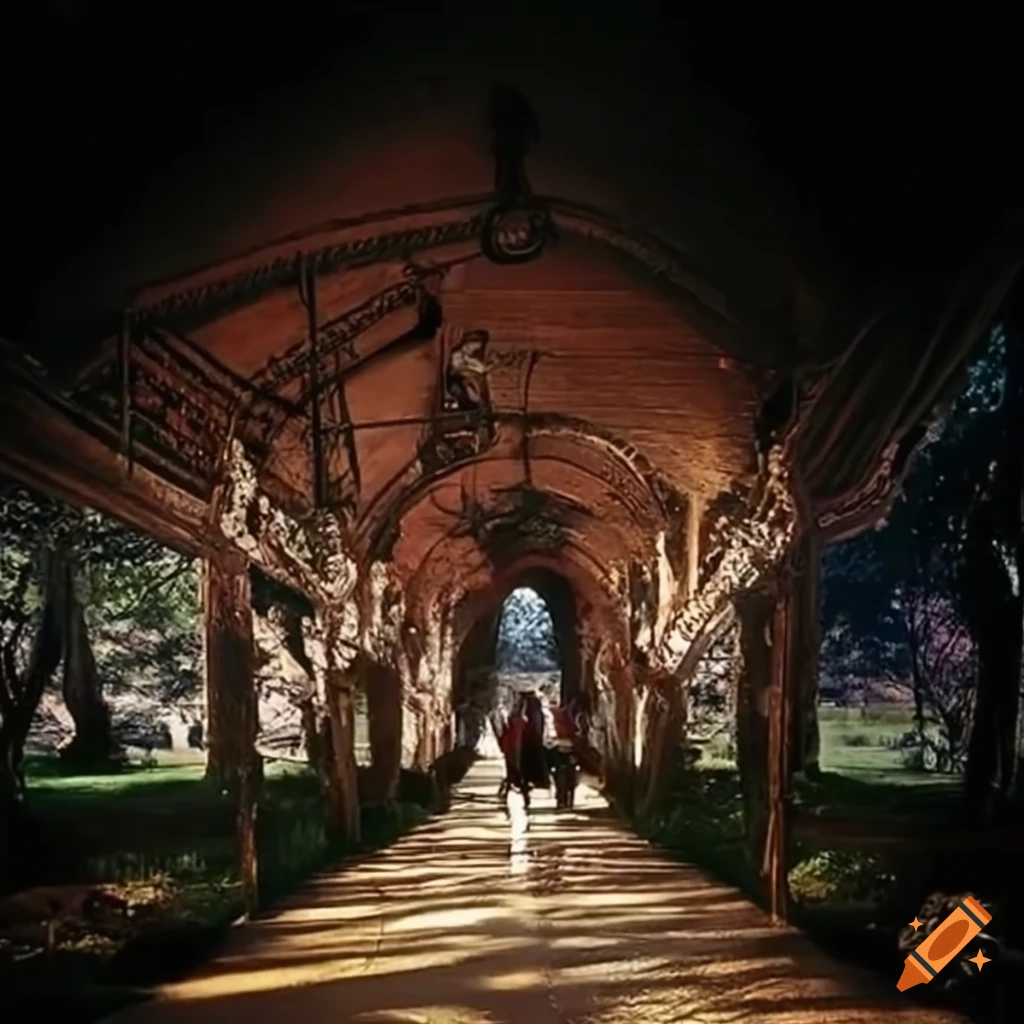 Famous neverland ranch with a figure in the background on Craiyon