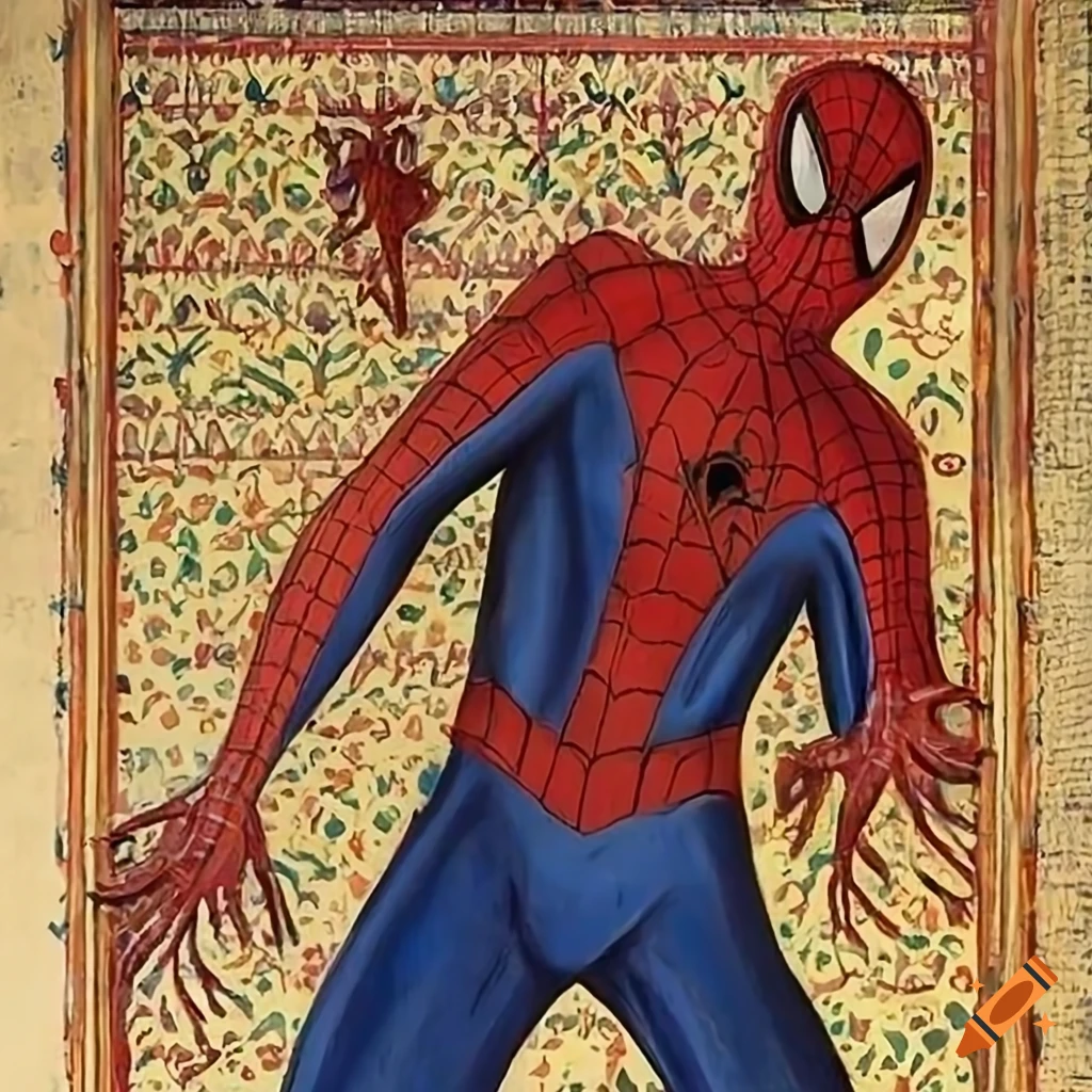 Medieval painting of spider-man on Craiyon