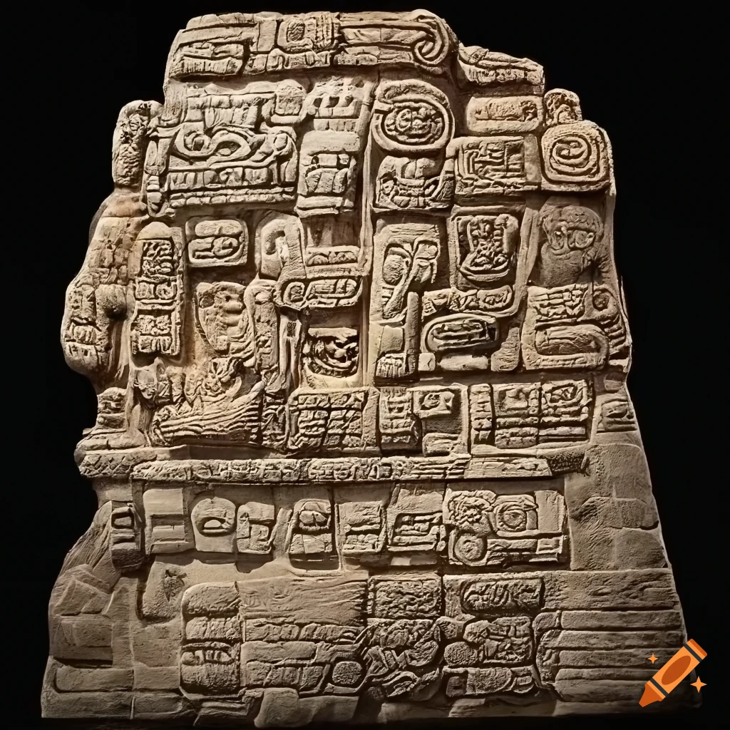 Mayan culture stone height map trimsheet depth map on Craiyon