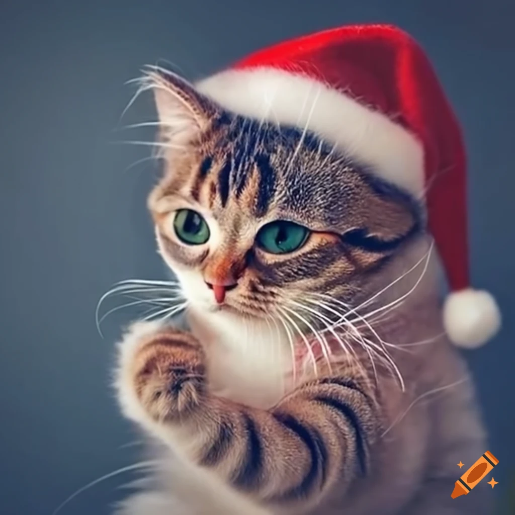 Santa as the cutest cat ever on Craiyon
