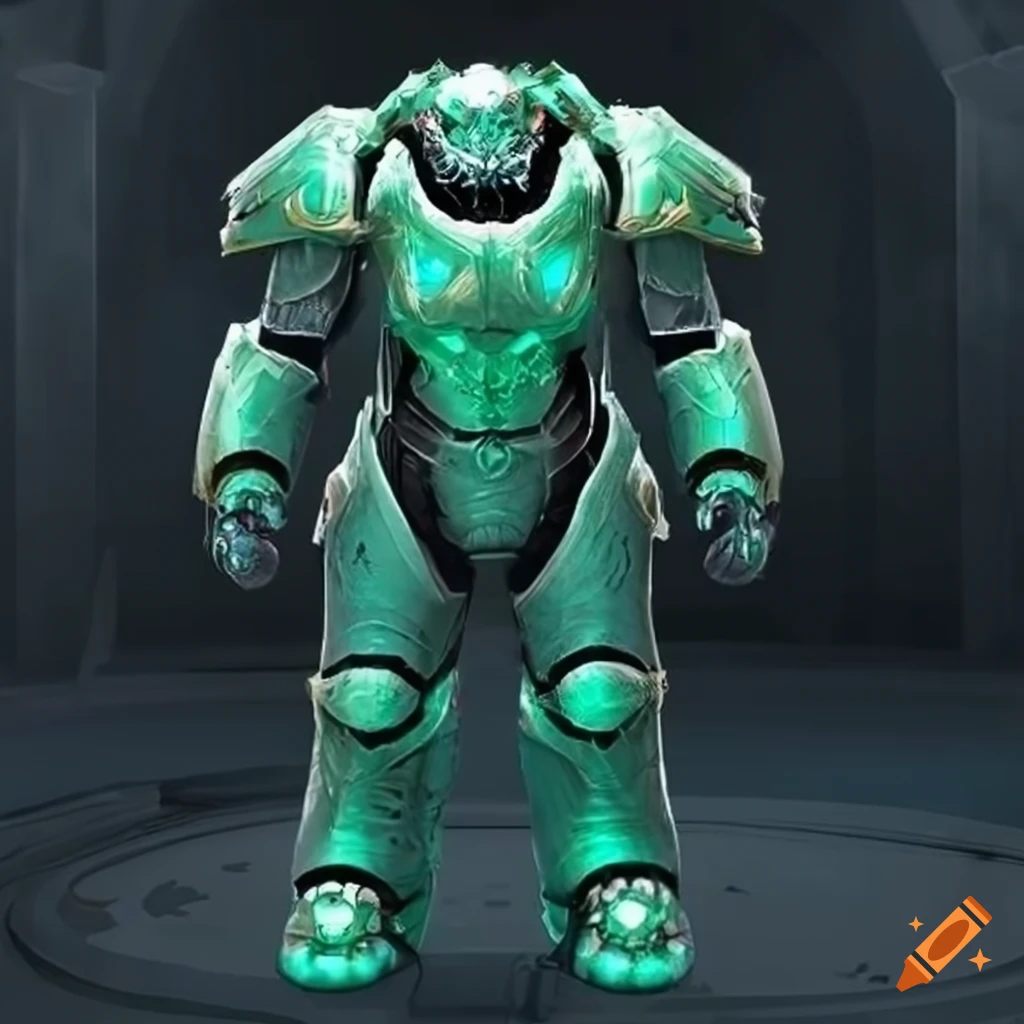 Emerald crystal power armor fullbody in high quality on Craiyon