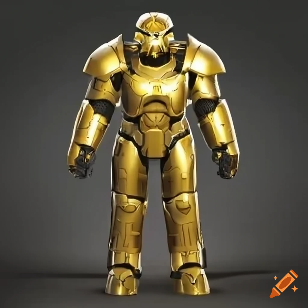 Full body golden power armor on Craiyon