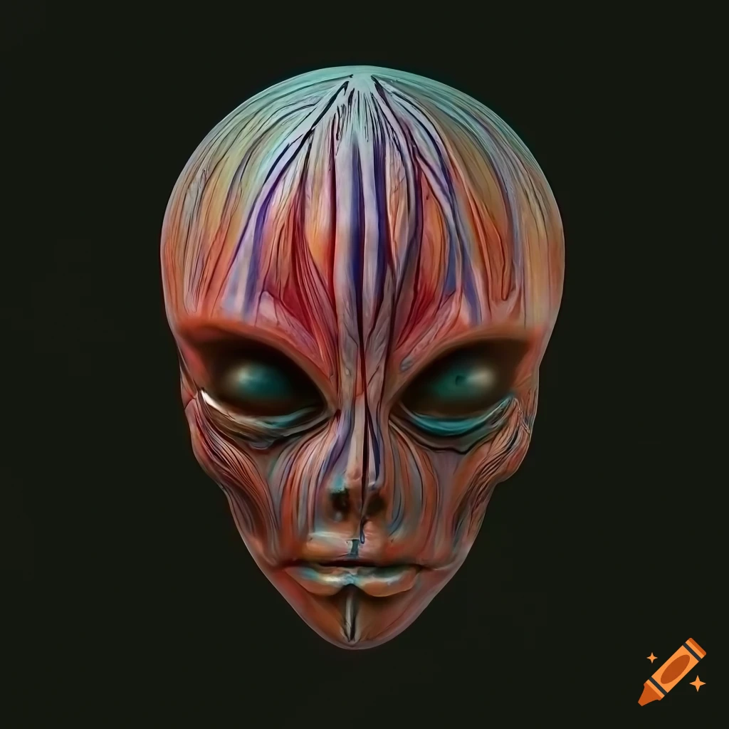 Anatomy of an alien head with muscle fiber, veins, and nervous system ...