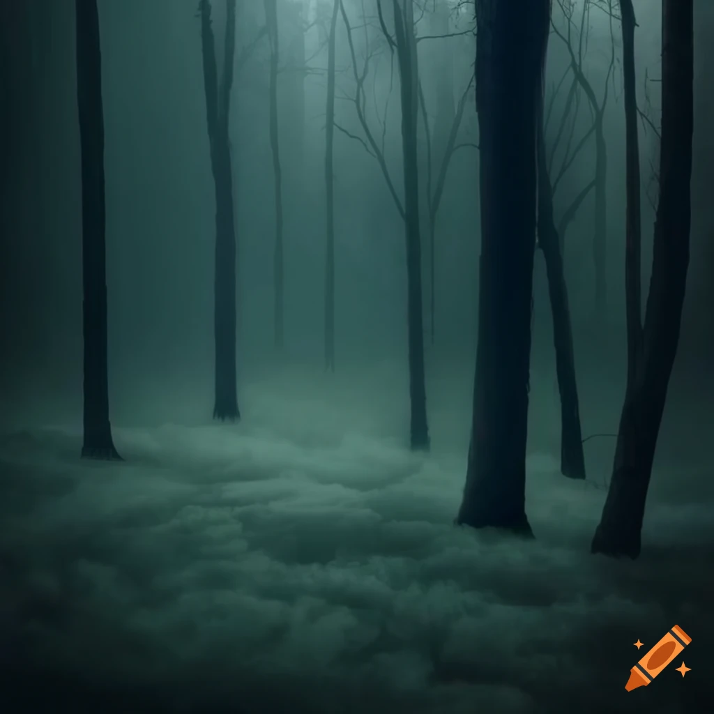 Panoramic view of dark forest in Pennsylvania at night with surreal ...