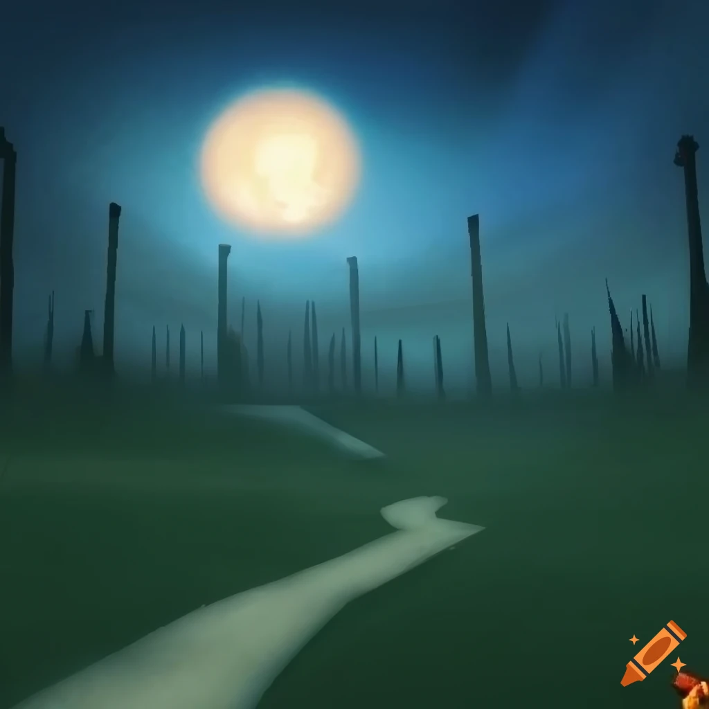 Super mario 64 haunt landscape on Craiyon