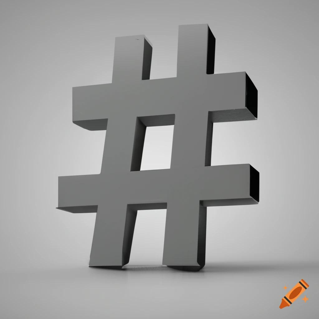 3d hashtag symbol on Craiyon