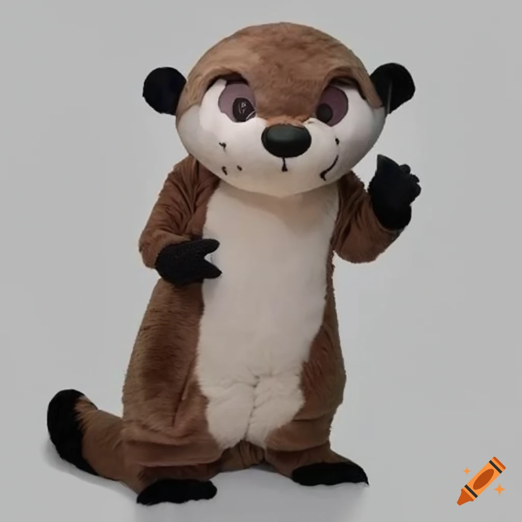 Mother wearing a full body otter mascot costume fursuit on Craiyon