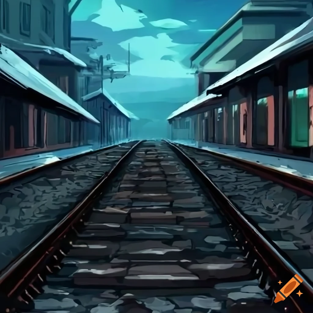 Anime train tracks background on Craiyon