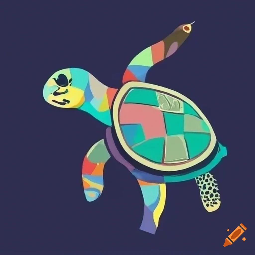 Picasso-style turtle artwork on Craiyon