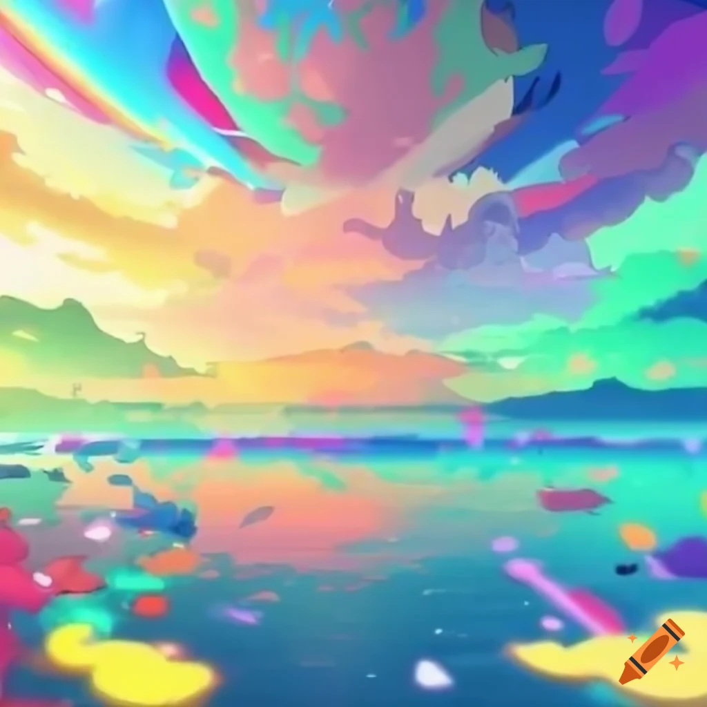 Colorful anime background on Craiyon