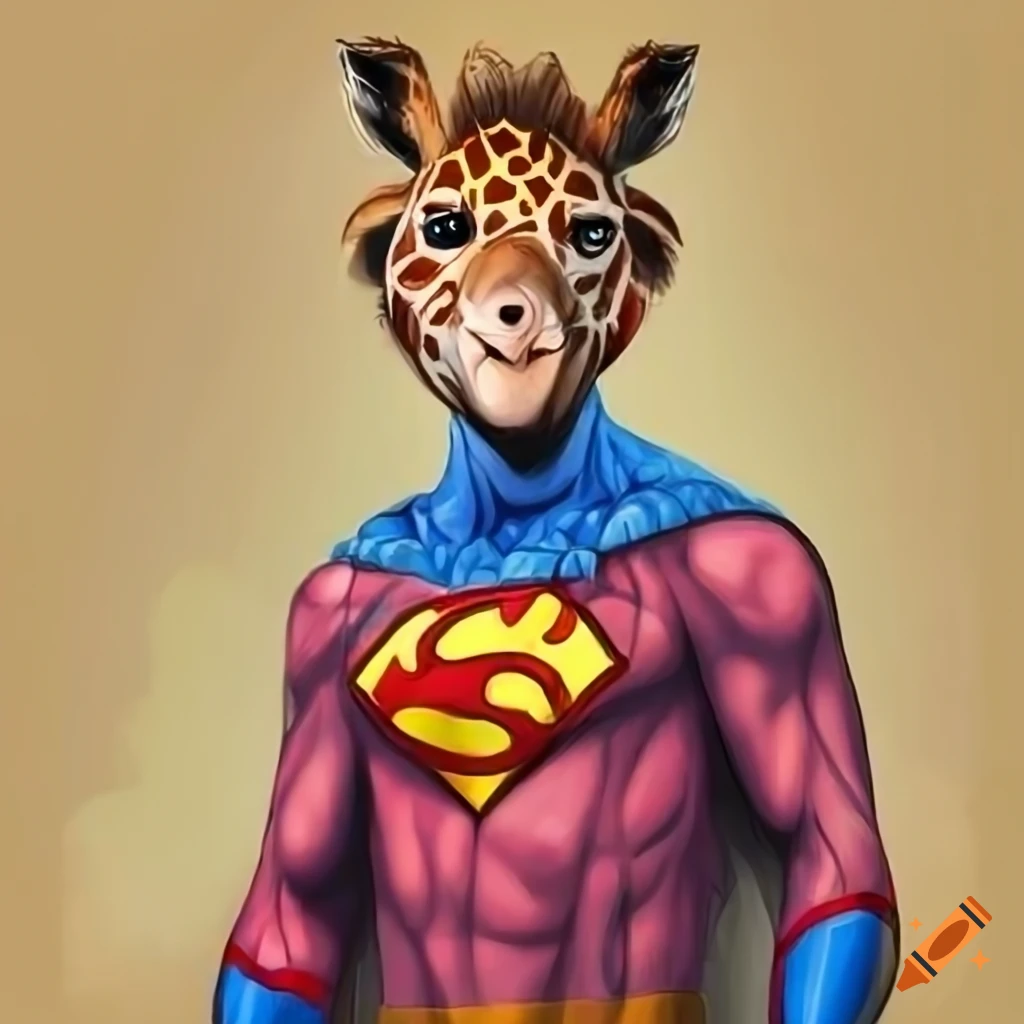 Superhero giraffe illustration on Craiyon