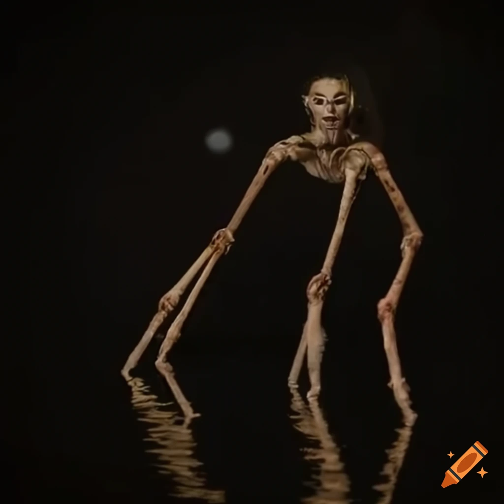 Nightmarish fusion of spider and humanoid with writhing tendrils and ...