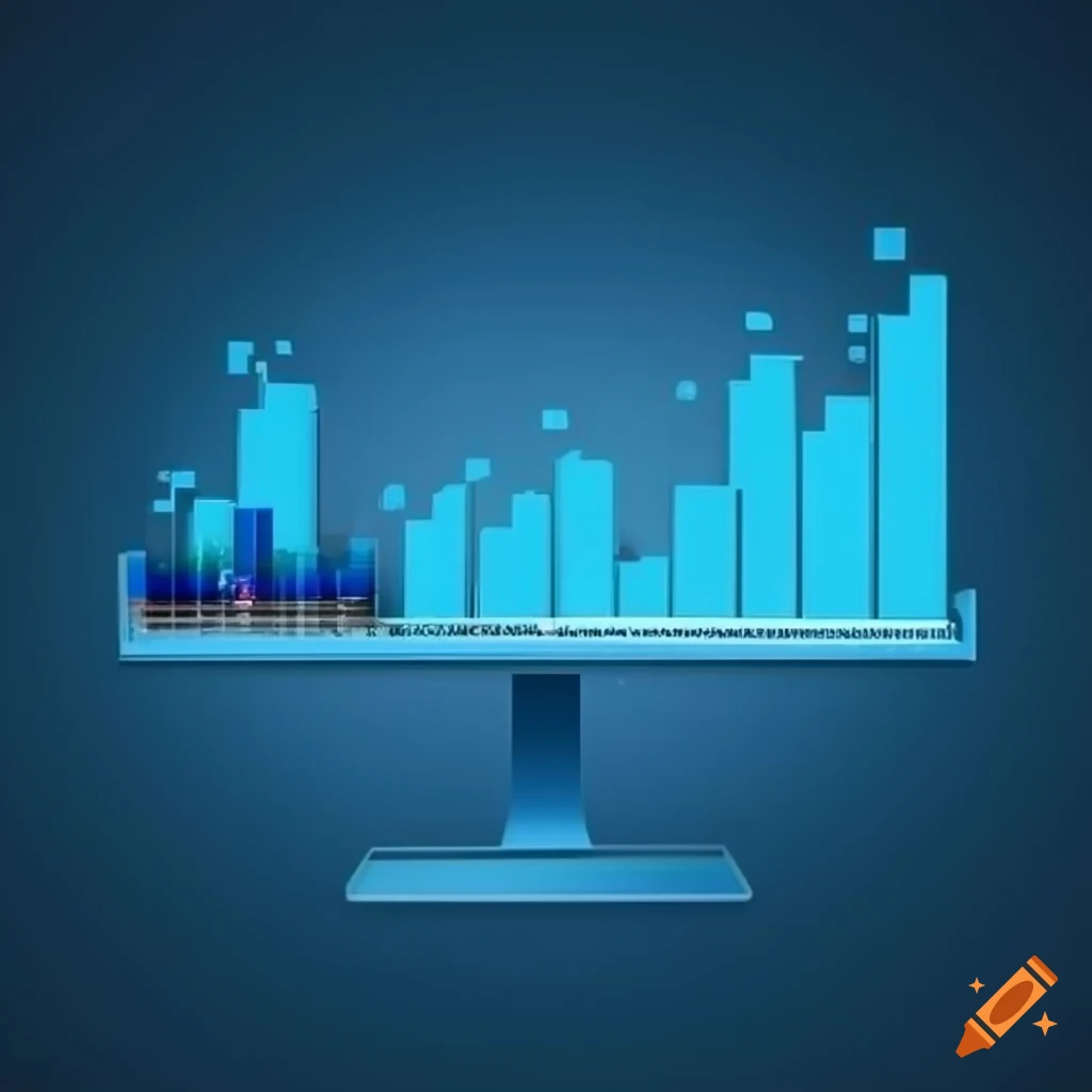 Business intelligence platform with Power BI and AI displaying charts and graphs on a computer ...
