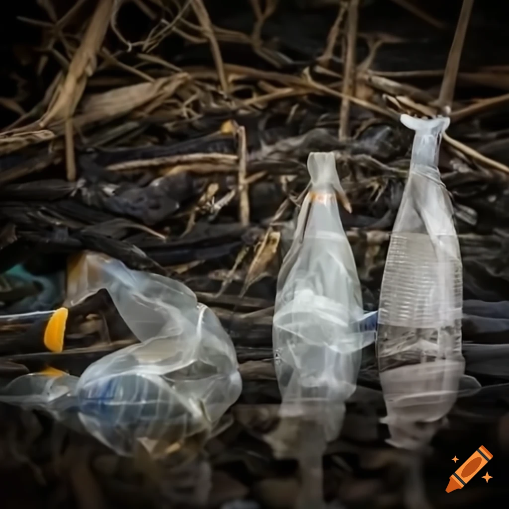 Illustration of plastic and pesticide pollution on Craiyon