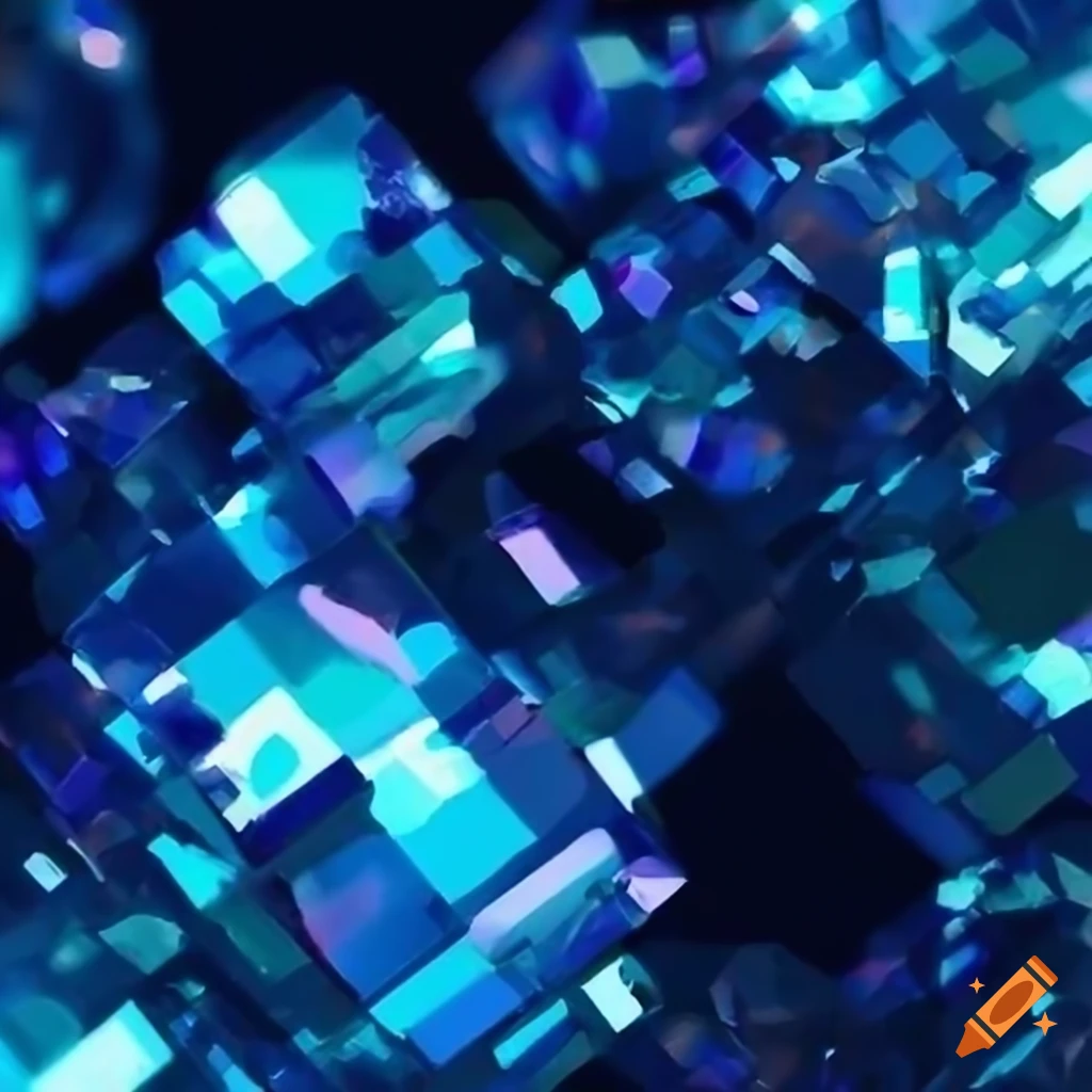 Pixel art of blue crystals on Craiyon