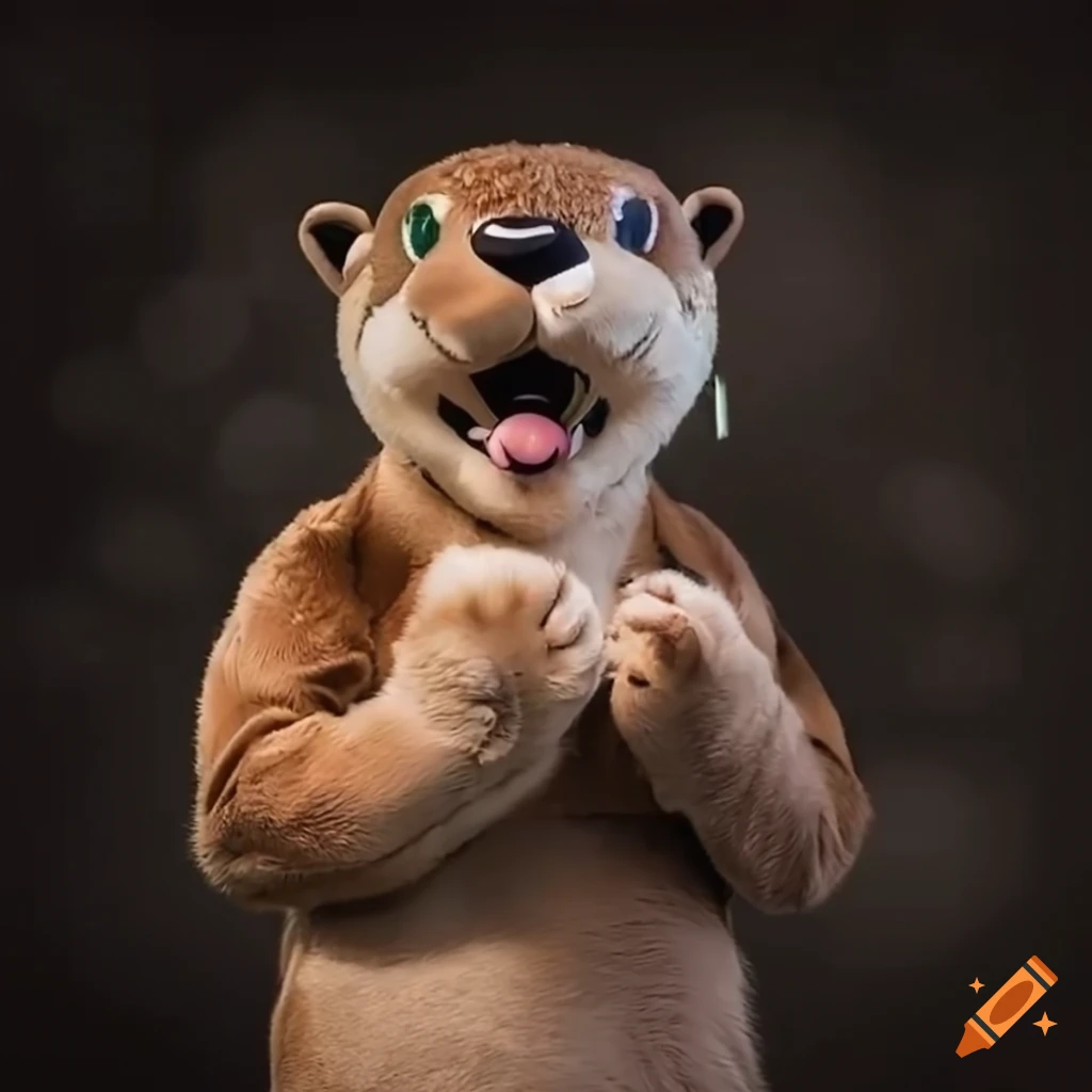 Father in a full body otter mascot costume fursuit on Craiyon