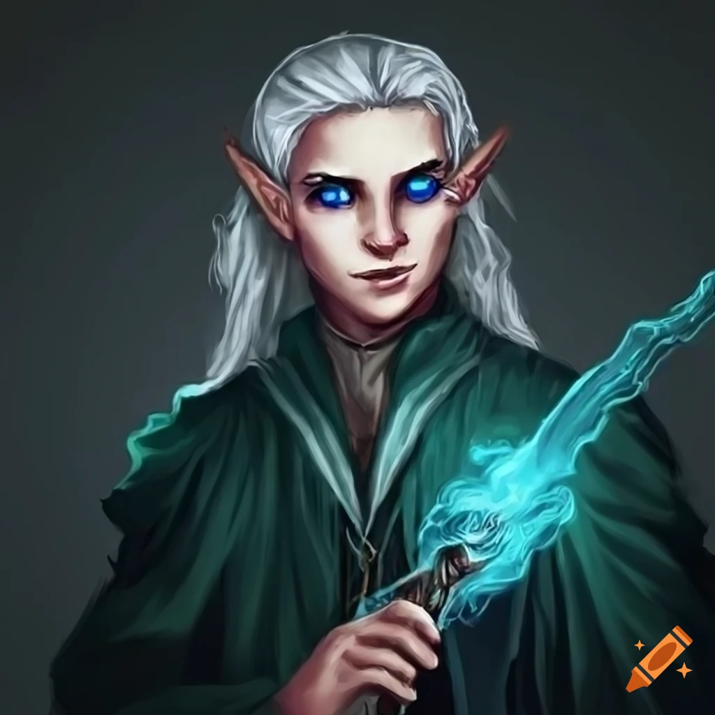 Young elven necromancer dnd wizard prepared for combat with sword and ...