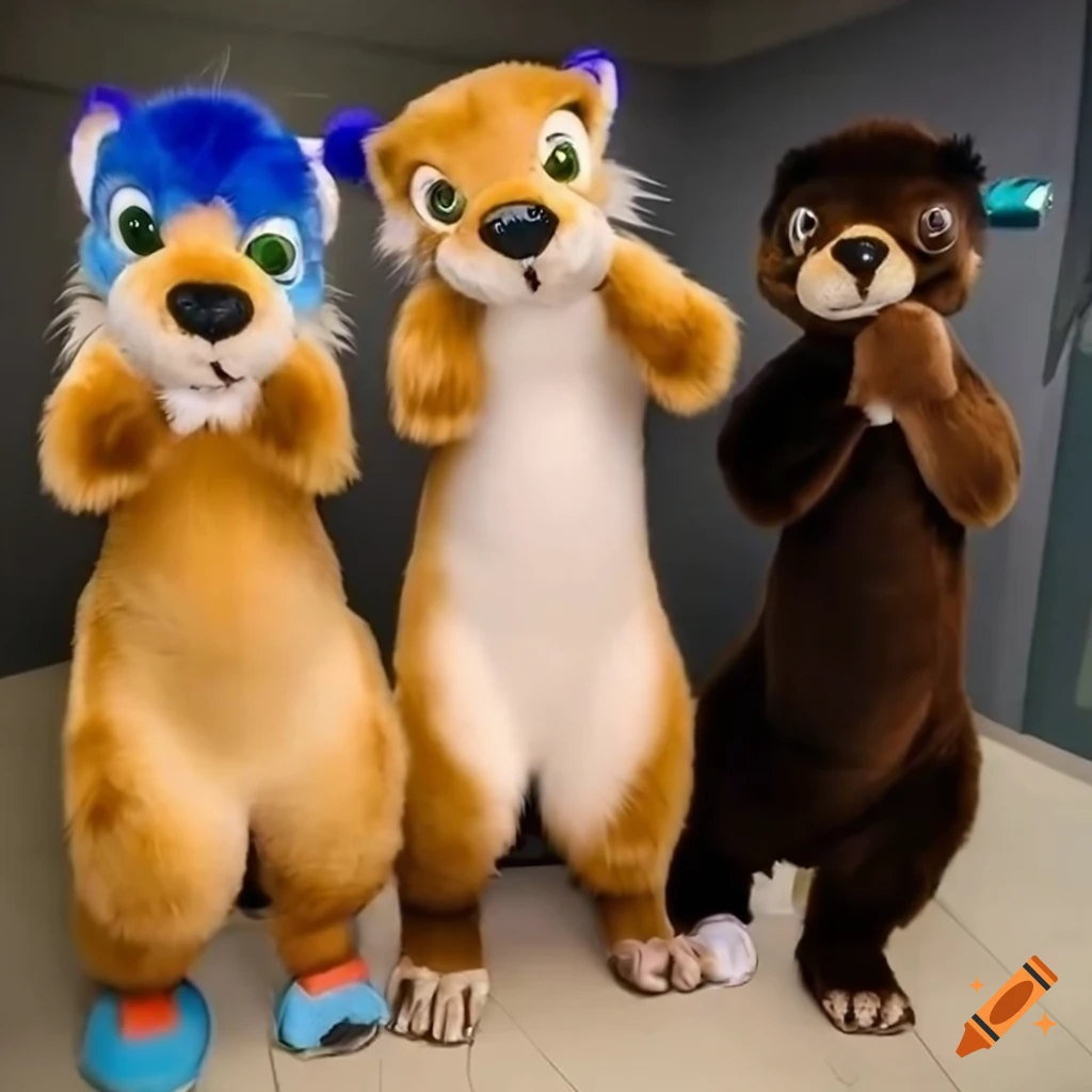 Female workers in full-body cartoony otter fursuits at retail store on ...