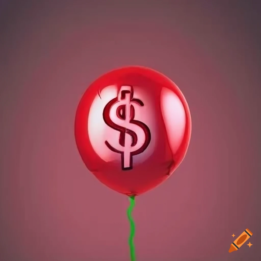 Red dollar sign party balloon being popped with a pin on Craiyon
