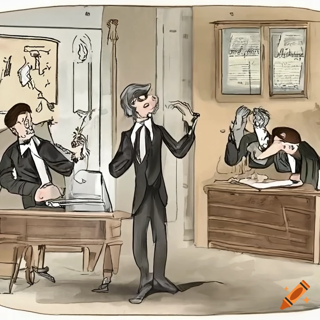 Cartoon family with lawyer and inheritance documents on Craiyon