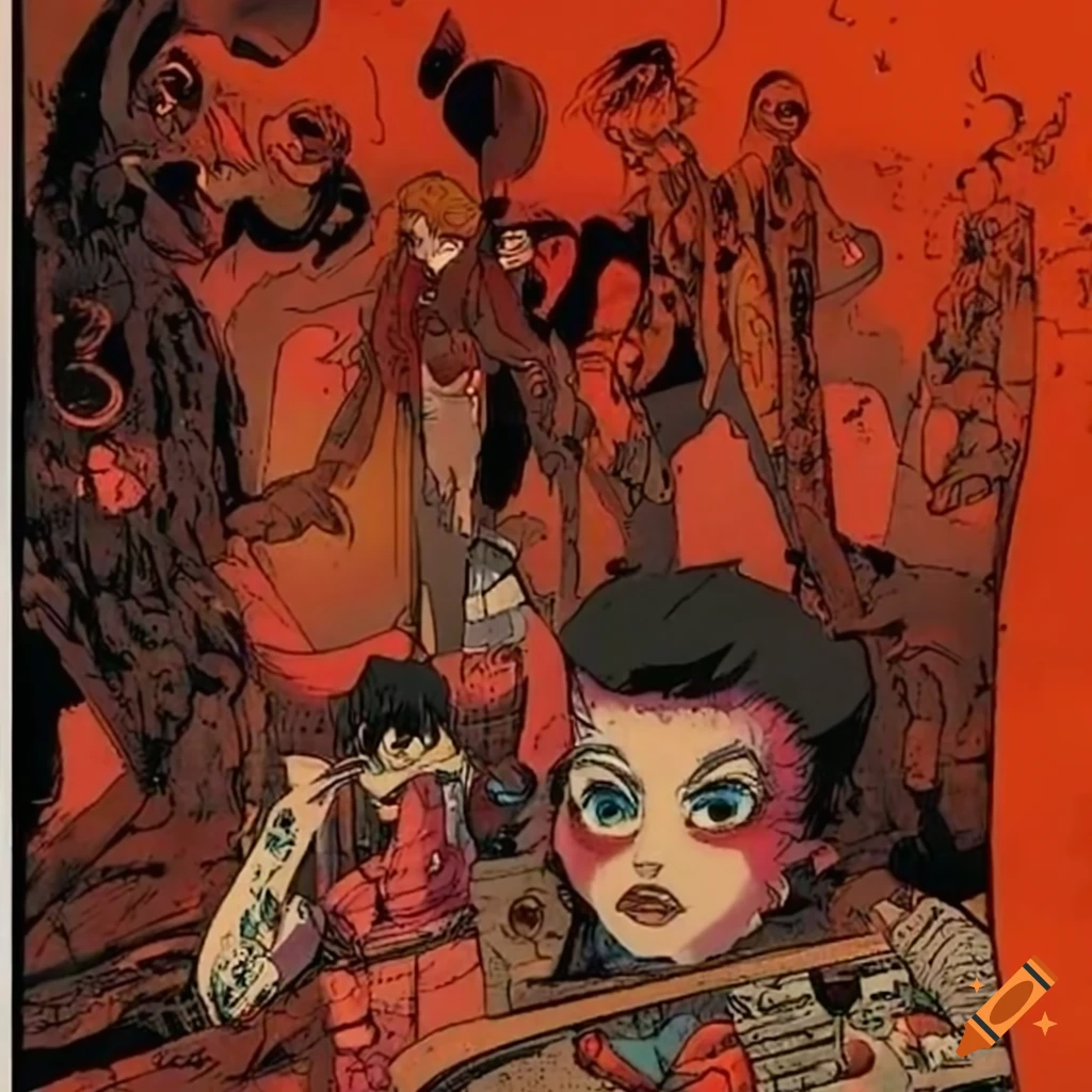 Page from a 1950s horror comic book on Craiyon