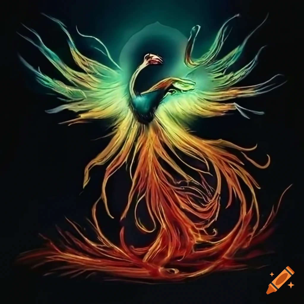 Tim burton style phoenix illustration on Craiyon